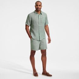 LANDS' END Soft Ease Shorts mit Dehnbund aus Leinenmix, 18 cm, Herren,  Gr&uuml;n, Leinen/Baumwoll-Mischung, by Lands' End