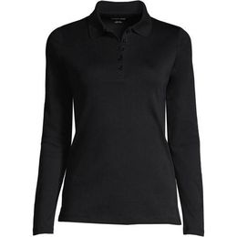 LANDS' END Supima-Poloshirt mit langen &Auml;rmeln f&uuml;r Damen in Plus-Gr&ouml;&szlig;e, Damen, size: plus, Schwarz, Baumwolle, by Lands' End