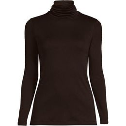 LANDS' END Rollkragenshirt aus Supima f&uuml;r Damen in Petite-Gr&ouml;&szlig;e, Damen, size: petite, Braun, Baumwolle, by Lands' End