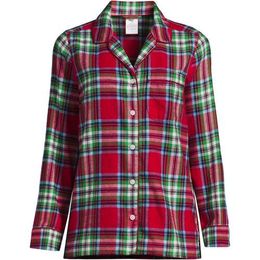 LANDS' END Gemustertes Pyjamahemd aus reinem Baumwoll-Flanell f&uuml;r Damen, Damen, size: regular, Rot, Baumwolle, by Lands' End