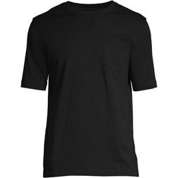 LANDS' END Super-T Kurzarm-Shirt mit Brusttasche, Classic Fit, Herren,  Schwarz, Baumwolle, by Lands' End