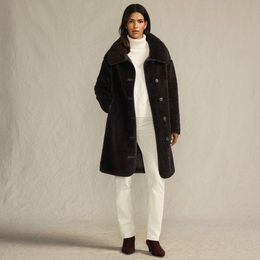 LANDS' END Webpelzmantel f&uuml;r Damen, Damen, size: regular, Braun, Polyester, by Lands' End