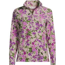 LANDS' END Gemusterter Fleece-Pullover mit Rei&szlig;verschluss, Damen,  Pink, Polyester, by Lands' End