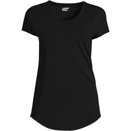 LANDS' END Shirt aus Baumwolle/Modal-Mix mit Ballett-Ausschnitt, Damen,  Schwarz, Baumwolle Modal, by Lands' End