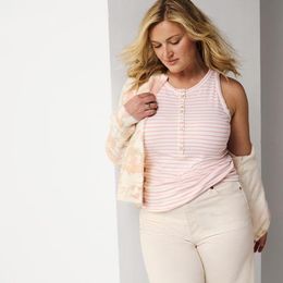 LANDS' END &Auml;rmelloses Henley-Shirt, Damen,  Wei&szlig;, Elasthan/Kunstseide/Viskose, by Lands' End