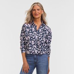 LANDS' END Kurze, b&uuml;gelfreie Hemdbluse f&uuml;r Damen in Petite-Gr&ouml;&szlig;e, Damen, size: petite, Blau, Baumwolle, by Lands' End