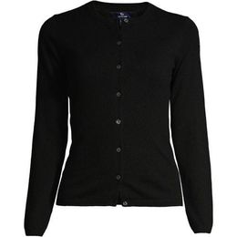 LANDS' END Kaschmir-Cardigan mit rundem Ausschnitt, Damen,  Schwarz, Kaschmir, by Lands' End