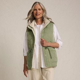LANDS' END Wendbare, gesteppte Sherpa-Fleeceweste f&uuml;r Damen, Damen, size: regular, Gr&uuml;n, Polyester/Nylon, by Lands' End