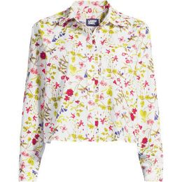 LANDS' END Verk&uuml;rztes Hemd mit R&uuml;schen f&uuml;r Damen in Plus-Gr&ouml;&szlig;e, Damen, size: plus, Wei&szlig;, Baumwolle, by Lands' End