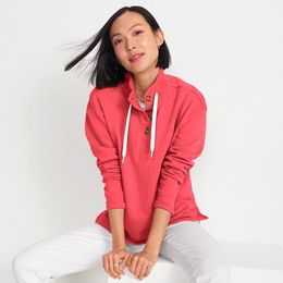 LANDS' END Pullover SERIOUS SWEATS mit Knopfleiste f&uuml;r Damen, Damen, size: regular, Orange, Baumwoll-Mischung/Polyester-Mischung, by Lands' End