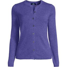 LANDS' END Kaschmir-Cardigan mit rundem Ausschnitt, Damen, size: regular, Blau, Kaschmir, by Lands' End
