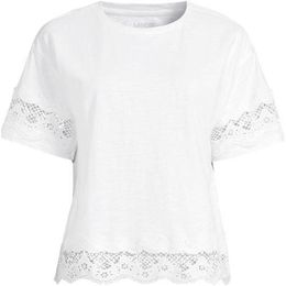 LANDS' END Flammgarn-Shirt mit Bord&uuml;ren in Plus-Gr&ouml;&szlig;e f&uuml;r Damen, Damen, size: plus, Wei&szlig;, Baumwolle, by Lands' End