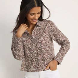 LANDS' END Kurze, b&uuml;gelfreie Hemdbluse f&uuml;r Damen, Damen, size: regular, Braun, Baumwolle, by Lands' End