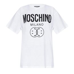 Moschino - Wei&szlig;es Oversize-t-shirt Mit Doppel-smiley