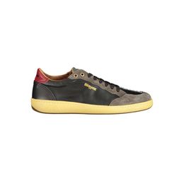 Blauer Schwarze Leder Herren Sneaker
