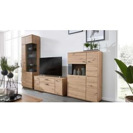 Stralsunder Interliving 2110 Wohnkombination EB 33001 in Alteiche Nachbildung, sichtbare R&uuml;ckw&auml;nde geschroppt ca.330x216x45 cm