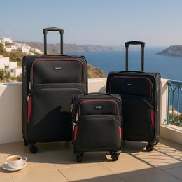 Erweiterbarer weicher schwarzer 8-Rad-Leichtkoffer-Gep&auml;ck-Reisetaschen