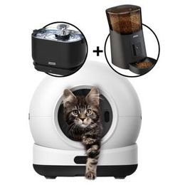 Zedar Selbstreinigende Katzentoilette - Trinkbrunnen f&uuml;r Katze Kabellos - futterautomat mit kamera f&uuml;r katzen - K1200 PRO + A900 + WF600
