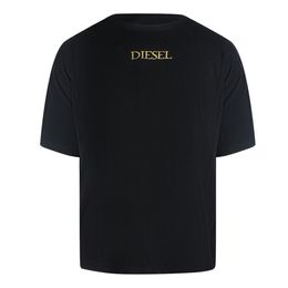 Schwarzes Diesel-t-shirt Mit Goldlogo