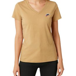Beigefarbenes Nike-t-shirt Mit V-ausschnitt