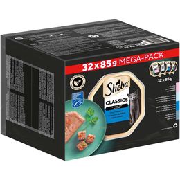 Sheba Classics Pastete Fisch Variation MSC Katzen-Nassfutter mit nachhaltig gefangenem Fisch 32x85g