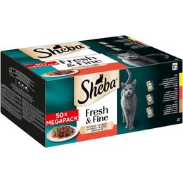Sheba MP Pouch Katzen-Nassfutter Huhn, Rind & Ente ohne k&uuml;nstliche Farb- und Konservierungsstoffe 50x50g