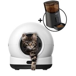 Zedar Selbstreinigende Katzentoilette, 82L Katzenklo Selbstreinigend mit App und Futterautomat Katze mit kamera - Edelstahl napf - 6 Liter - mit APP Steuerung - K1200 PRO und Zedar A900