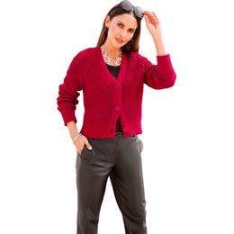 CR&Eacute;ATION L Damen Strickjacke in Grobstrick-Muster rot Gr&ouml;&szlig;e 40