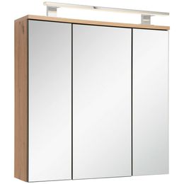 Spiegelschrank, Eiche Artisan, Holzwerkstoff, 6 F&auml;cher, 70x70x19 cm, Soft-Close-System, Badezimmer, Badezimmerspiegel, Spiegelschr&auml;nke