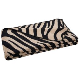 Dieter Knoll Collection Dieter Knoll Wohndecke Zebra, Schwarz, Taupe, Textil, Animalprint, 150x200 cm, pflegeleicht, Wohntextilien, Decken, Kuscheldecken