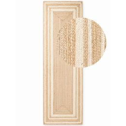 Hanse Home L&auml;ufer Looma, Wei&szlig;, Goldbraun, Textil, Bord&uuml;re, rechteckig, 70x200 cm, Oeko-Tex&reg; Standard 100, f&uuml;r Fu&szlig;bodenheizung geeignet, in verschiedenen Gr&ouml;&szlig;en erh&auml;ltlich, pflegeleicht, strapazierf&auml;hig, Teppiche & B&ouml;den, Teppiche, Teppichl&auml;ufer