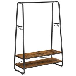 Mid.you Kleiderst&auml;nder, Braun, Schwarz, Metall, Holzwerkstoff, 100x160x45 cm, Schuhablage, Garderobe, Garderobenst&auml;nder