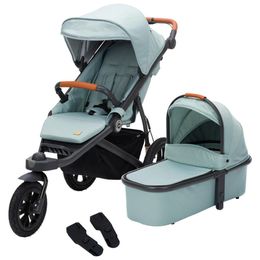 fillikid Jogger Set Jogger Run, Salbeigr&uuml;n, Textil, 57x107x125 cm, Feststellbremse, Federung, 5-Punkte-Gurt, Handbremse, abnehmbarer Schutzb&uuml;gel, Baby on Tour, Kinderwagen, Sport-Kinderwagen