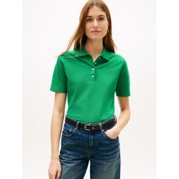 Tommy Hilfiger Damen Poloshirt "1985 REG PIQUE POLO"courtside gr&uuml;n, Gr. S, unifarben, Piqu&eacute;, Obermaterial: 96% Baumwolle, 4% Elasthan, Shirts, mit