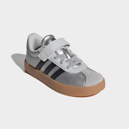 M&auml;dchen Sneaker "VL COURT 3.0 KIDS", adidas Sportswear, Gr. 35silber metallic, core schwarz, lgh solid grau, Leder, Synthetik, Schuhe, inspiriert vom