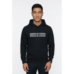 Calvin Klein Herren Kapuzensweatshirtschwarz, Gr. XL, unifarben, Sweatware, Obermaterial: 100% Baumwolle, Sweatshirts, Kapuze mit Kordelzug, Regular
