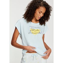 Damen Pyjamaoberteil, VIVANCE DREAMS BY LASCANA, Gr. 40blau, Single Jersey, Obermaterial: 50% Baumwolle, 50% Viskose, bedruckt, unifarben, Shirts,