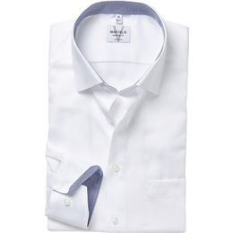 MARVELIS Herren Langarmhemdwei&szlig;, Gr. 41, Web, Obermaterial: 100% Baumwolle, Hemden, Businesshemd, modern fit, b&uuml;gelfrei