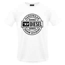 Diesel - T-shirt Mit Kreisf&ouml;rmigem Hardware-logo In Hellwei&szlig;