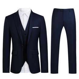 Allthemen Marineblauer Anzug mit schmaler Passform und steigendem Revers