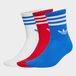 Damen Sportsocken "3-STREIFEN CREW 3ER-PACK", adidas originals, Gr. Sbetter scarlet, blau, wei&szlig;, Obermaterial: 49% Baumwolle, 48% Polyester, 2%