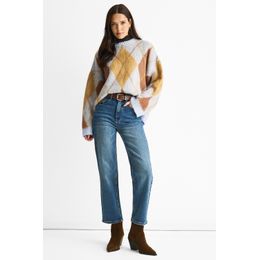 Blaue Mid Rise Straight Leg Jeans