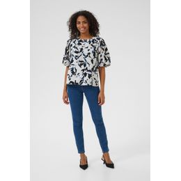 Kaffe Kurzarm-Bluse A-shape Beige/Black/Blue Blurry Leaf beige