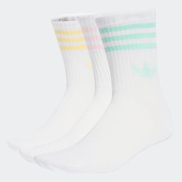 Damen Sportsocken "3-STREIFEN CREW 3ER-PACK", adidas originals, Gr. Swei&szlig;, clear pink, clear mint, almost gelb, Obermaterial: 49% Baumwolle, 48%