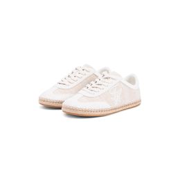 Tommy Hilfiger Damen Sneaker "TH HERITAGE ROPE SNEAKER", Gr. 39beige, Leder, Textil, Leinenoptik, bestickt, Schuhe, Halbschuh, Freizeitschuh,