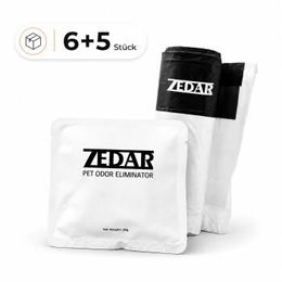 Zedar K1200 Geruchsvernichter und Katzentoilettenbeutel Set - 6 St&uuml;ck Duftpods - 5 Rollen - f&uuml;r Katzenstreu - Katzentoilette - Katzenklo