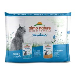 Almo Nature Holistic Sterilised Multipack mit Kabeljau&Huhn Katzen-Nassfutter Alleinfuttermittel 6x70g