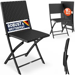 Casaria Polyrattan Klappstuhl Rom 2er-Set Schwarz