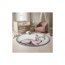 KADIMA DESIGN Spielteppich COGNE in Rosa, mit Reh-Motiv, &Oslash; 120 cm
