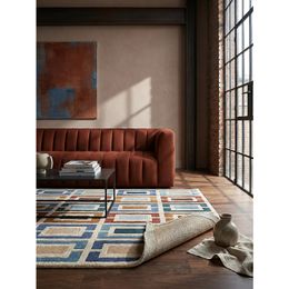 KADIMA DESIGN Wollteppich geometrisch Blau-Bunt 120 x 170 cm - DERWENT Kadima